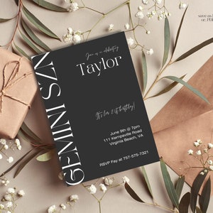 Gemini Season Birthday Invitation, Zodiac Horoscope Editable, Birthday ...