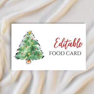 Editable Christmas Buffet Card, Printable Food Label Template, Holiday ...