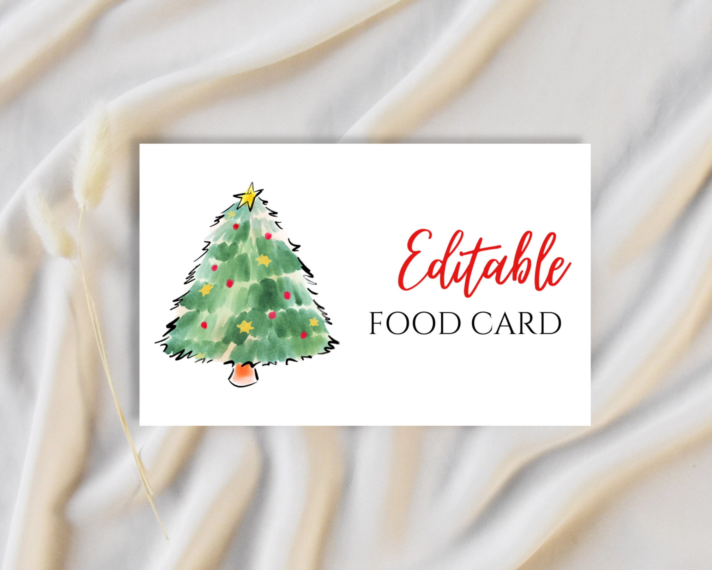 Editable Christmas Buffet Card, Printable Food Label Template, Holiday ...
