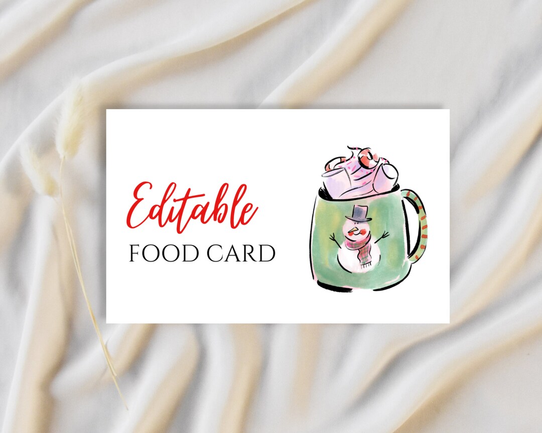 Editable Christmas Buffet Labels, Printable Food Card Template, Holiday ...