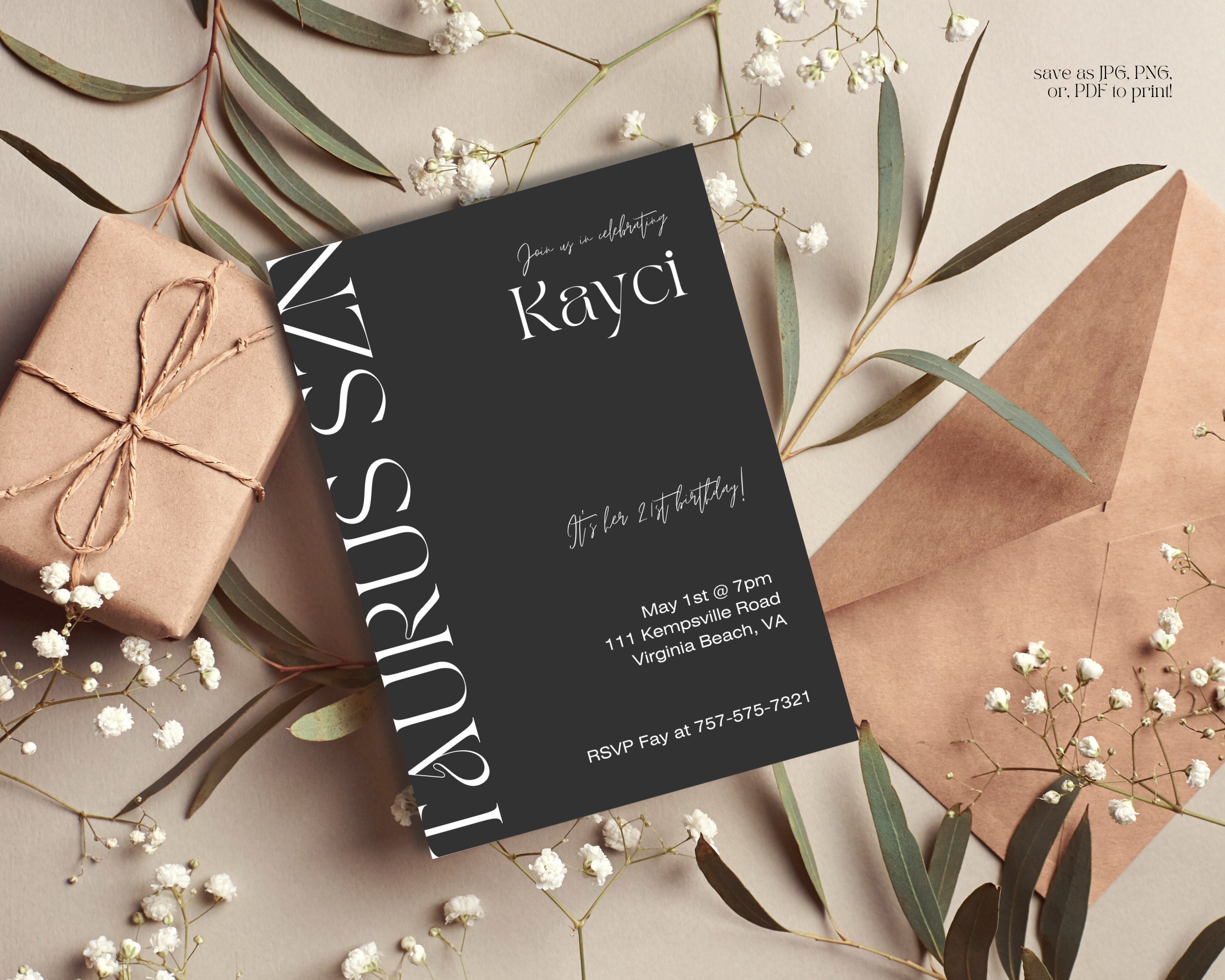 Taurus Season Birthday Invitation, Zodiac Horoscope Editable, Birthday ...