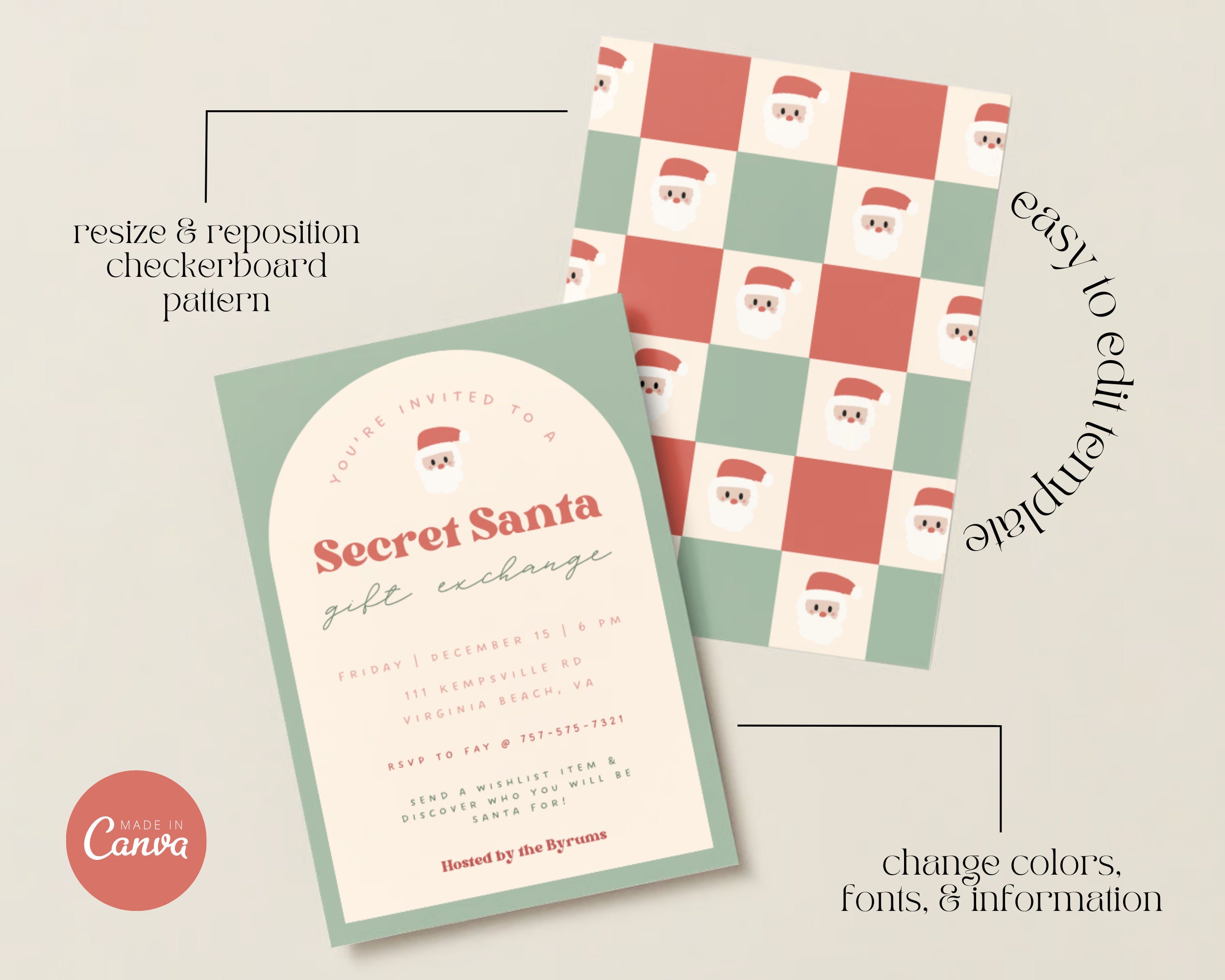 Retro Secret Santa Party Invitation, Christmas Gift Exchange Invite ...