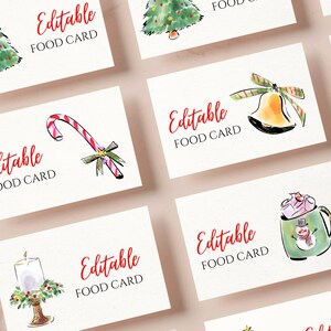 Editable Christmas Buffet Card, Printable Food Label Template, Holiday ...