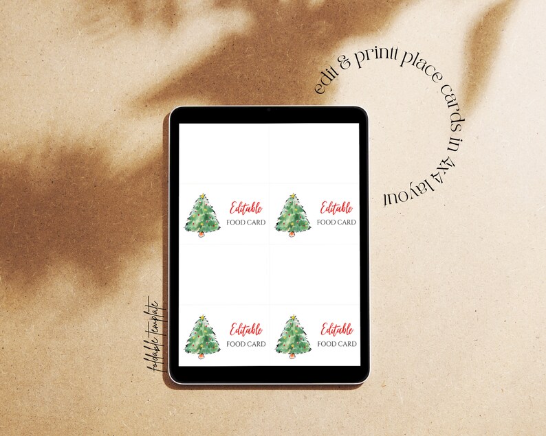 Editable Christmas Buffet Card, Printable Food Label Template, Holiday ...