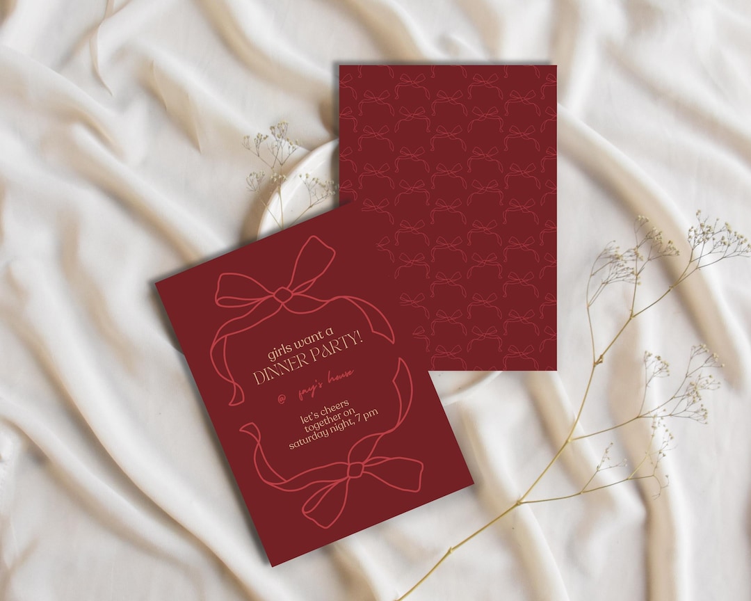 Girly Dinner Party Invitation Template, Editable Friendsgiving Digital ...