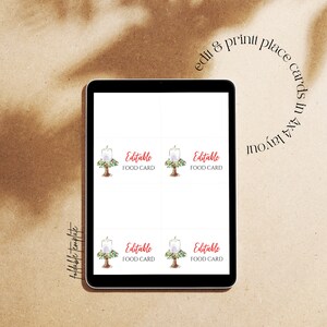 Editable Food Card Template, Printable Christmas Buffet Labels, Holiday ...