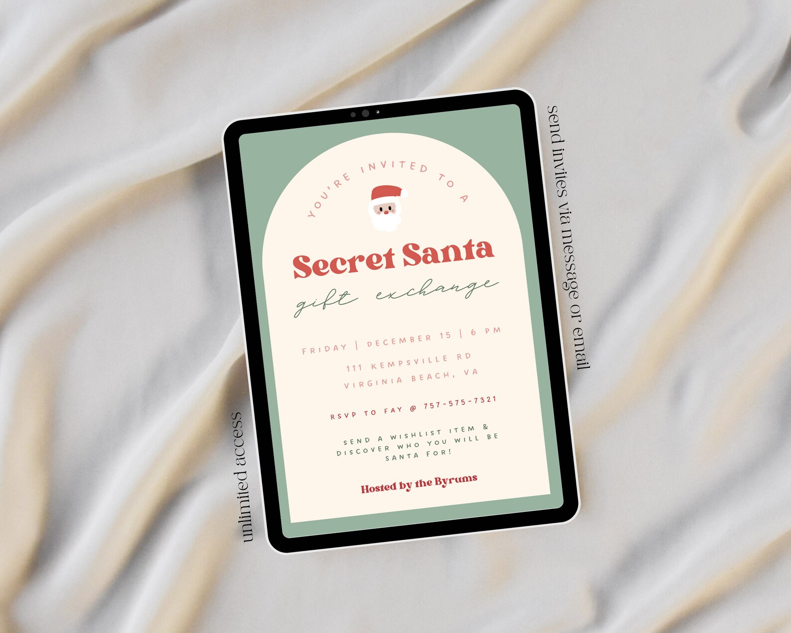 Retro Secret Santa Party Invitation, Christmas Gift Exchange Invite Template, Editable Holiday ...