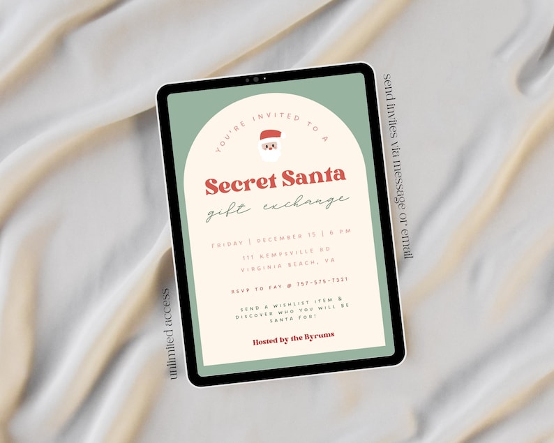 Retro Secret Santa Party Invitation, Christmas Gift Exchange Invite ...