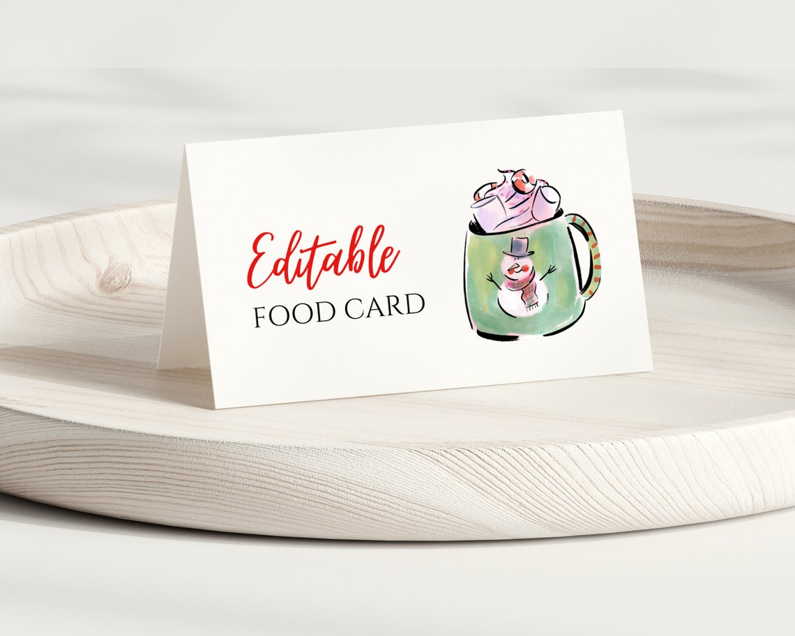 Editable Christmas Buffet Labels, Printable Food Card Template, Holiday ...