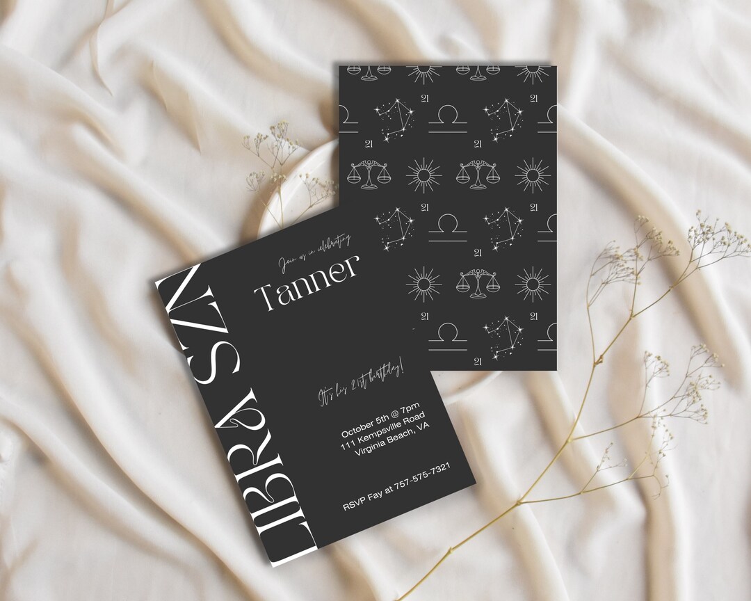Libra Season Birthday Invitation, Zodiac Horoscope Editable, Birthday ...