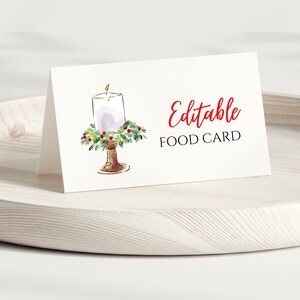 Editable Food Card Template, Printable Christmas Buffet Labels, Holiday ...