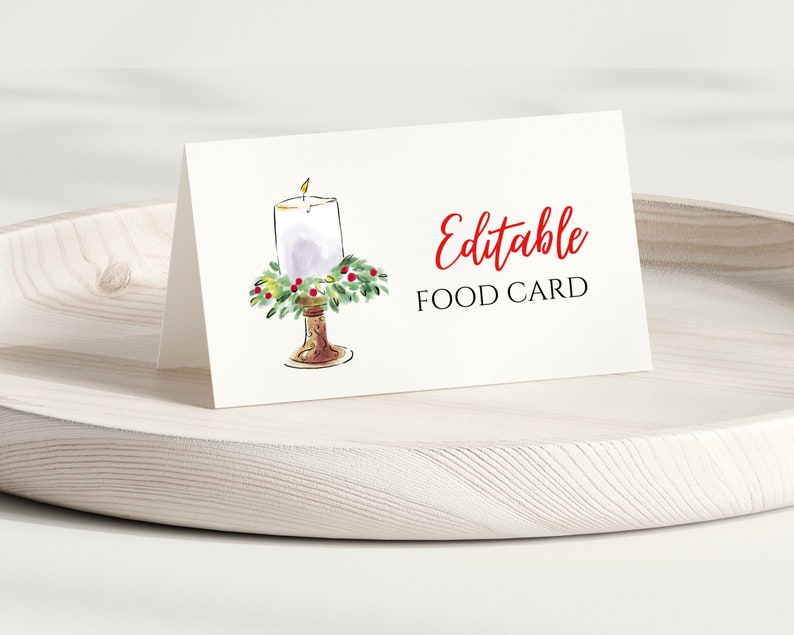 Editable Food Card Template, Printable Christmas Buffet Labels, Holiday ...