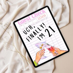 Custom Guest Check Invitation, 21st Birthday Invite Template, Cocktail ...