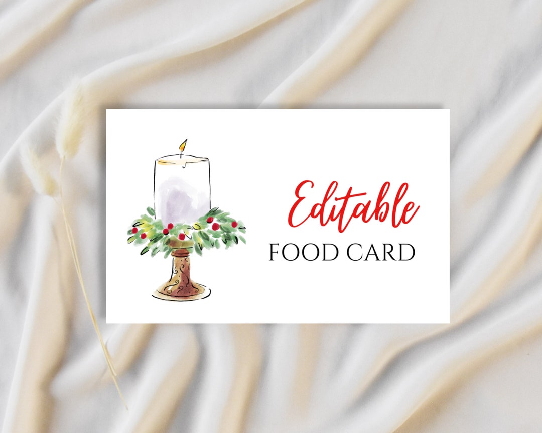 Editable Food Card Template, Printable Christmas Buffet Labels, Holiday ...