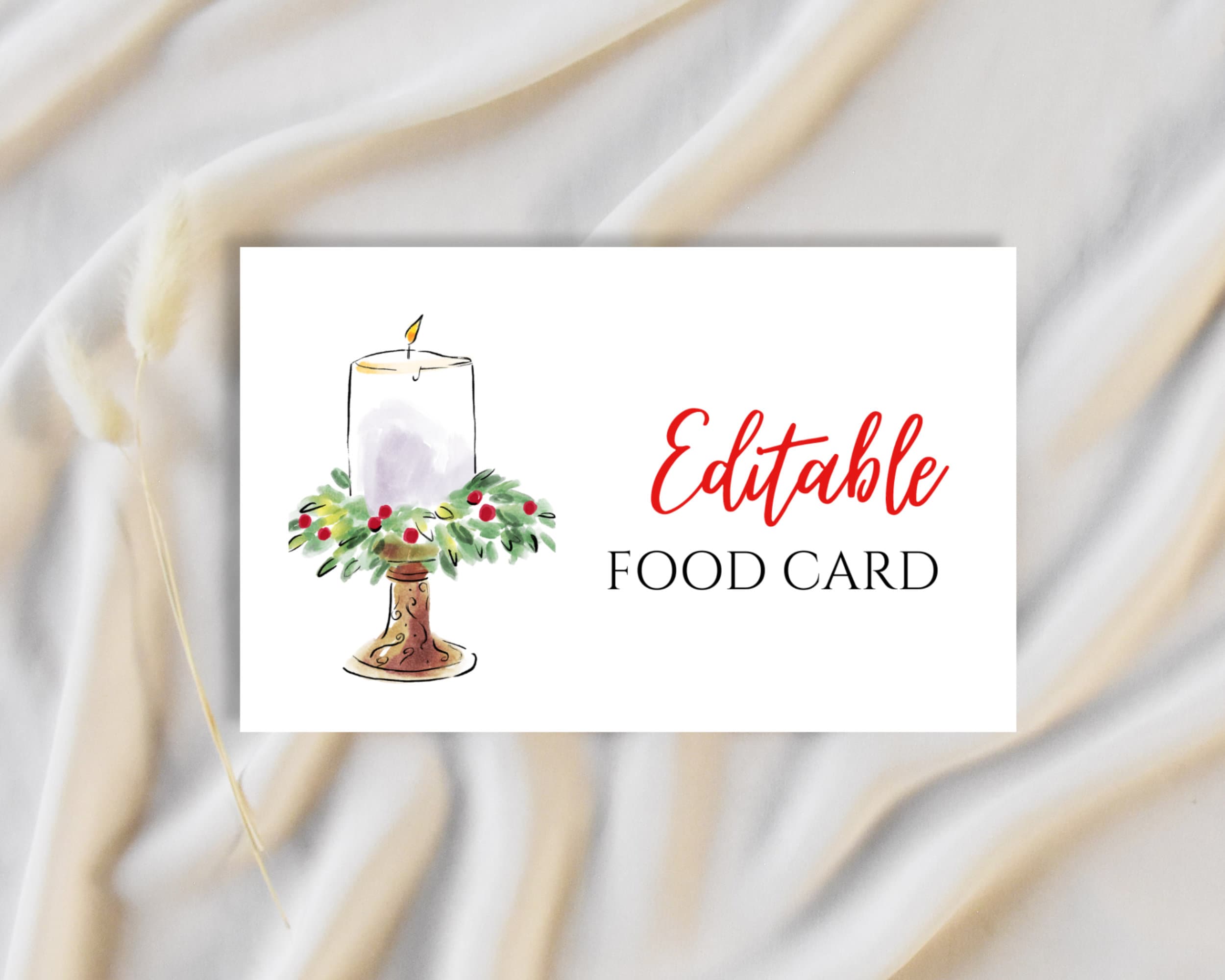 Editable Food Card Template, Printable Christmas Buffet Labels, Holiday ...