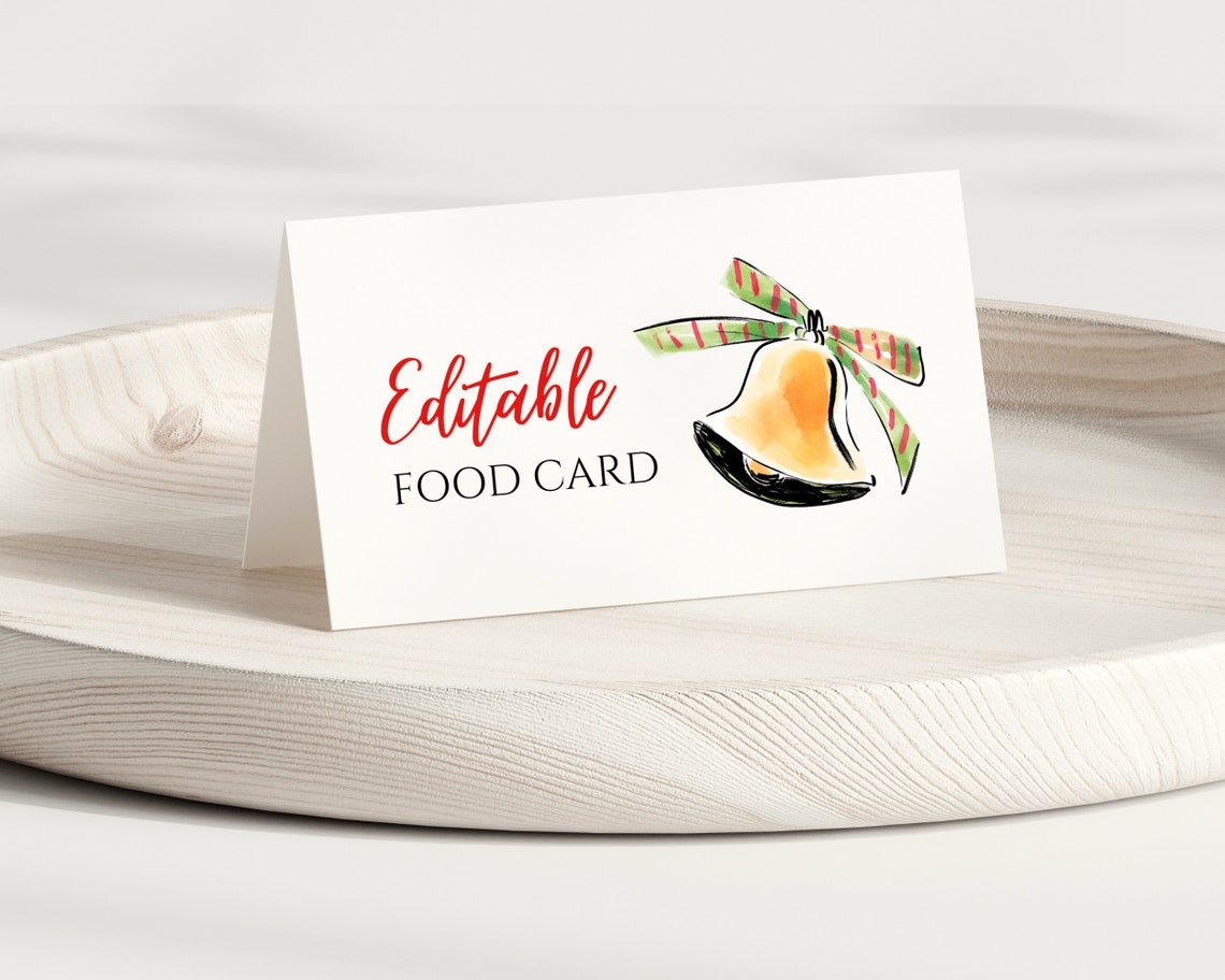 Editable Christmas Food Card Set, Printable Food Label Templates ...