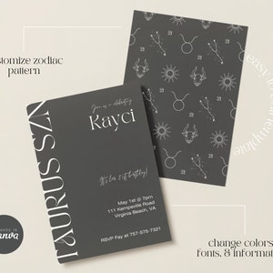 Taurus Season Birthday Invitation, Zodiac Horoscope Editable, Birthday ...