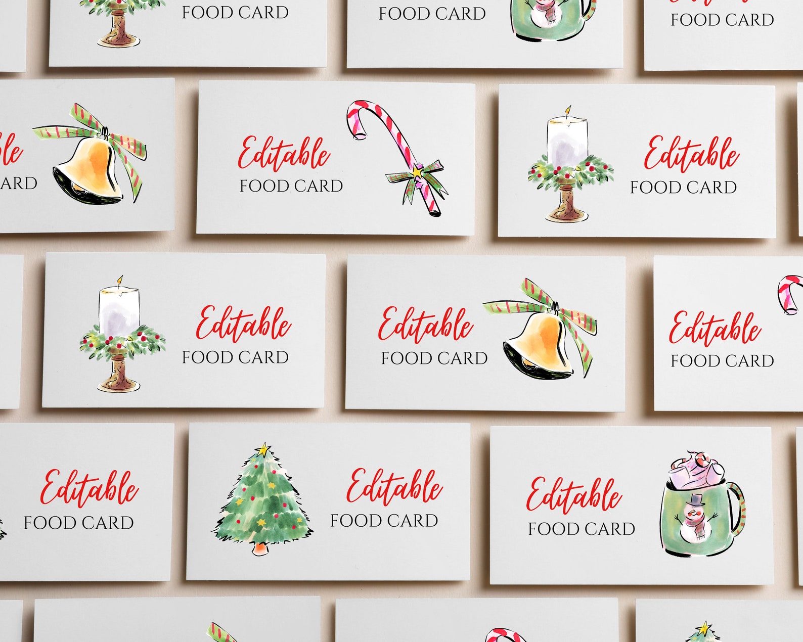 Editable Christmas Food Card Set, Printable Food Label Templates ...
