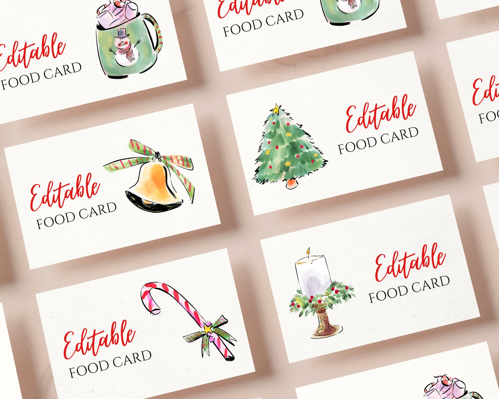 Editable Christmas Buffet Labels, Printable Food Card Template, Holiday ...