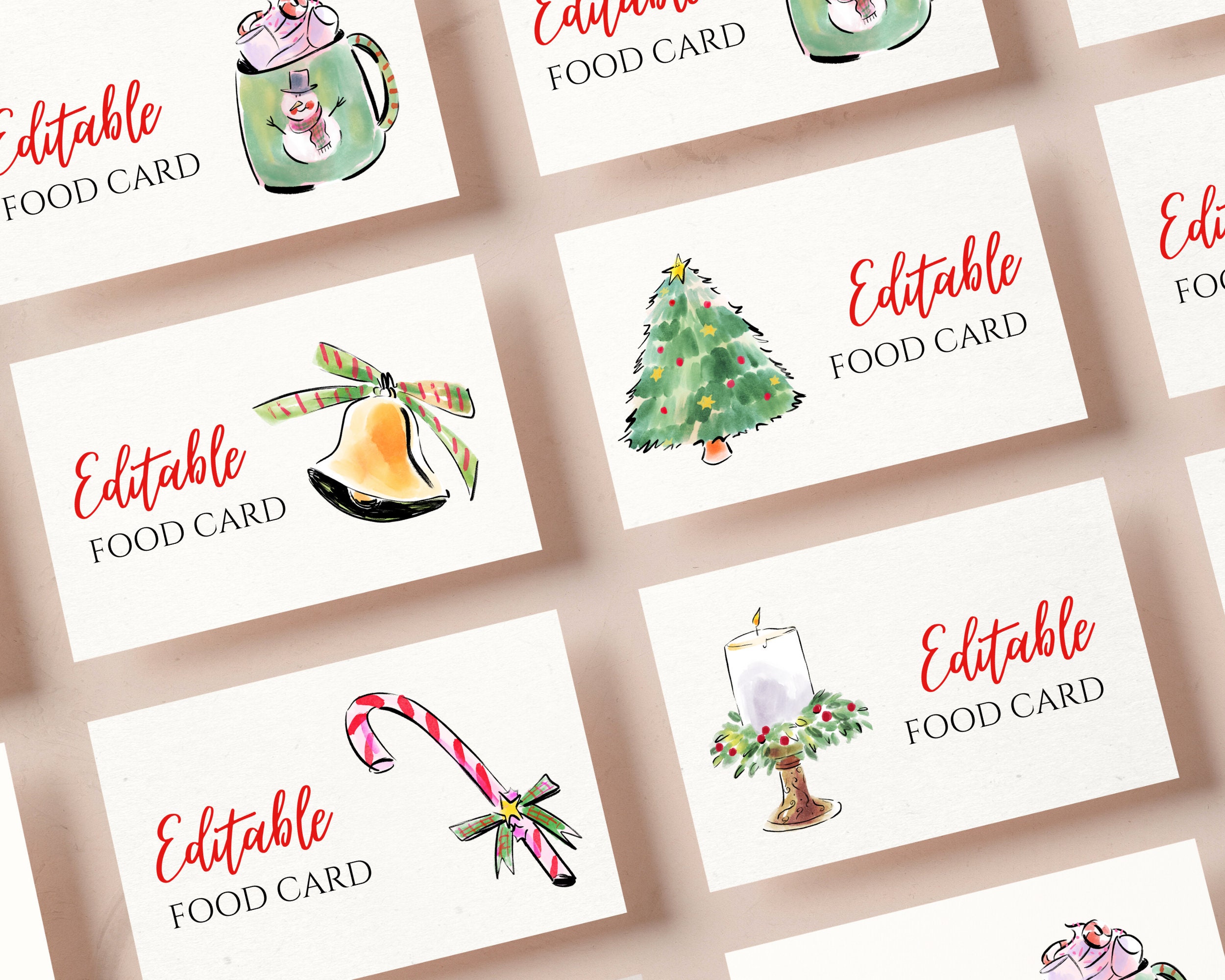 Editable Christmas Buffet Labels, Printable Food Card Template, Holiday ...