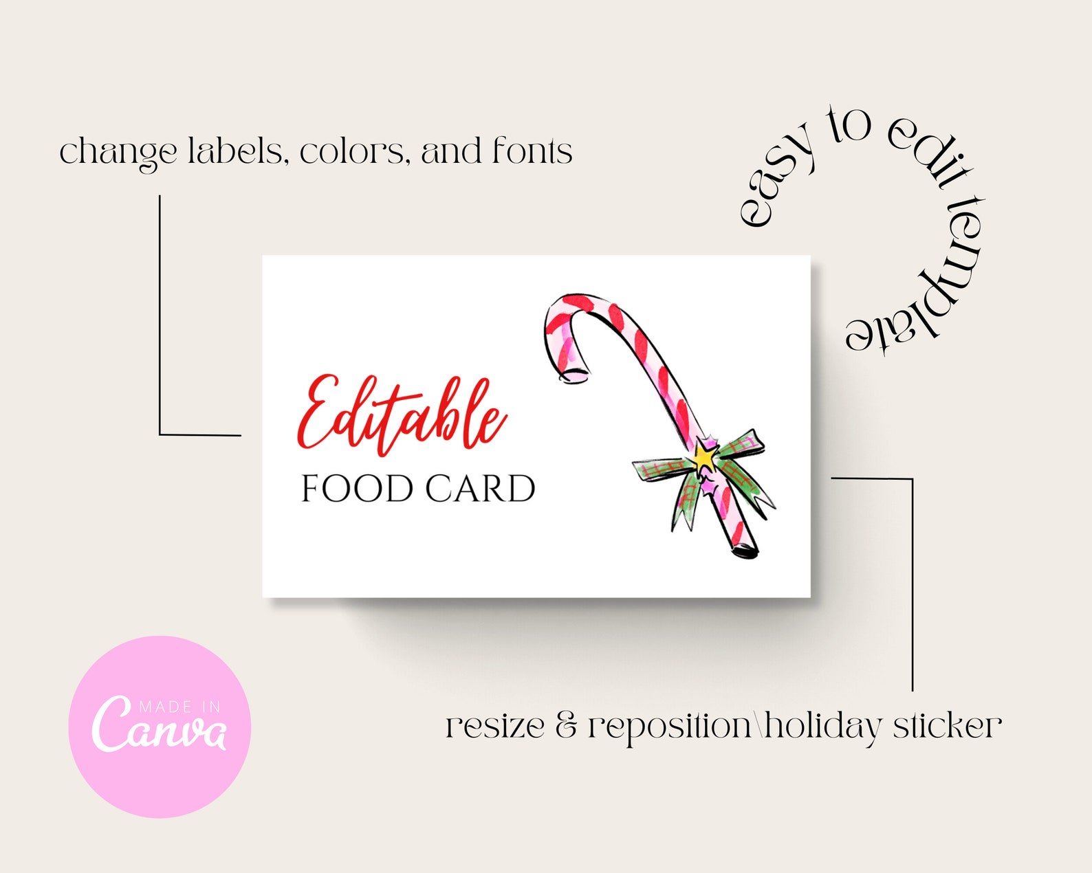 Editable Christmas Buffet Labels, Printable Food Card Template, Holiday ...