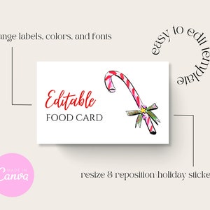 Editable Christmas Buffet Labels, Printable Food Card Template, Holiday ...