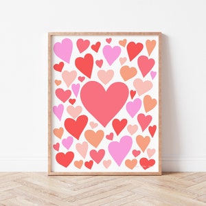 Lots of Hearts, Digital Printable, Girls Room Poster, Nursery Art ...
