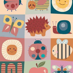 Boho Garden Critters Bugs and Friends Nursery Art, Toddler Decor ...