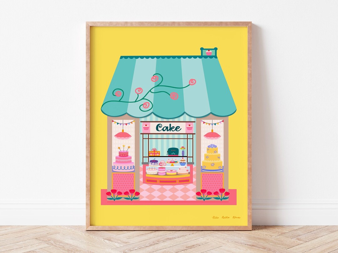 Cake Shop Illustration, Sweet Tooth Food Art, Digital Printable Wall ...