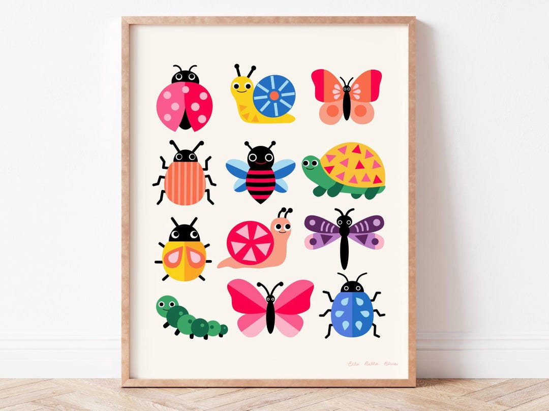 Bugs Galore – Colorful Bug Poster for Kids, Cute Insect Wall Art ...