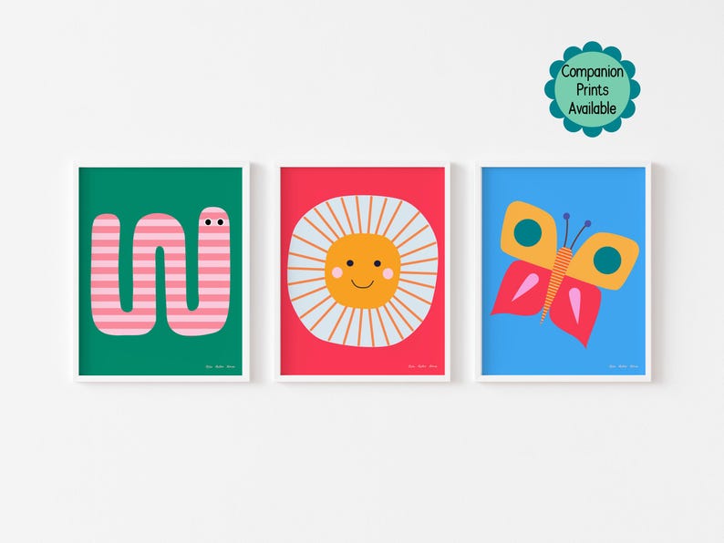 Garden Critters Red Sun- Bugs and Friends Nursery Art, Toddler Decor ...