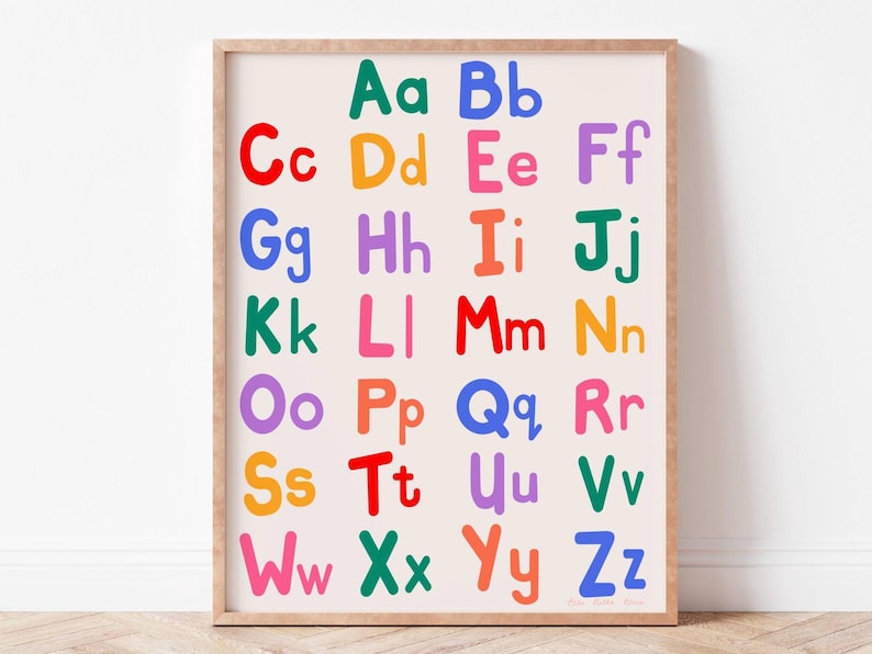 Alfabeto arcoíris imprimible • Póster Montessori ABC • Arte mural para ...