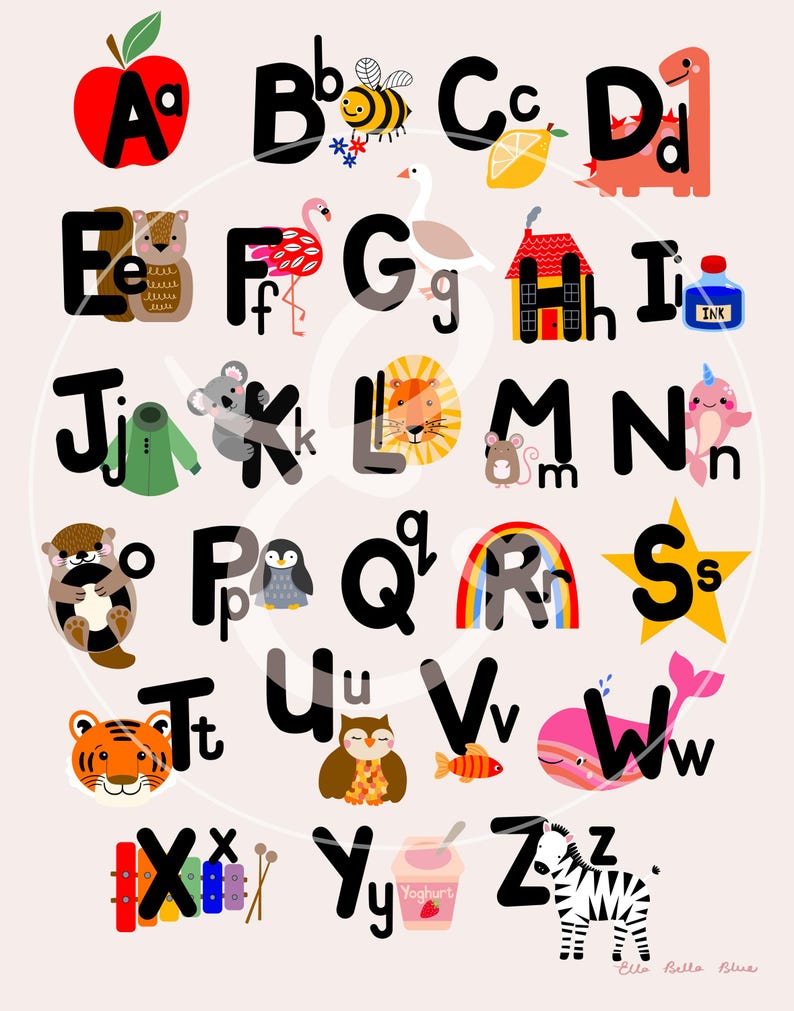 DUTCH Alphabet Printable Poster | ABC Grid Learning Art | Colorful ...