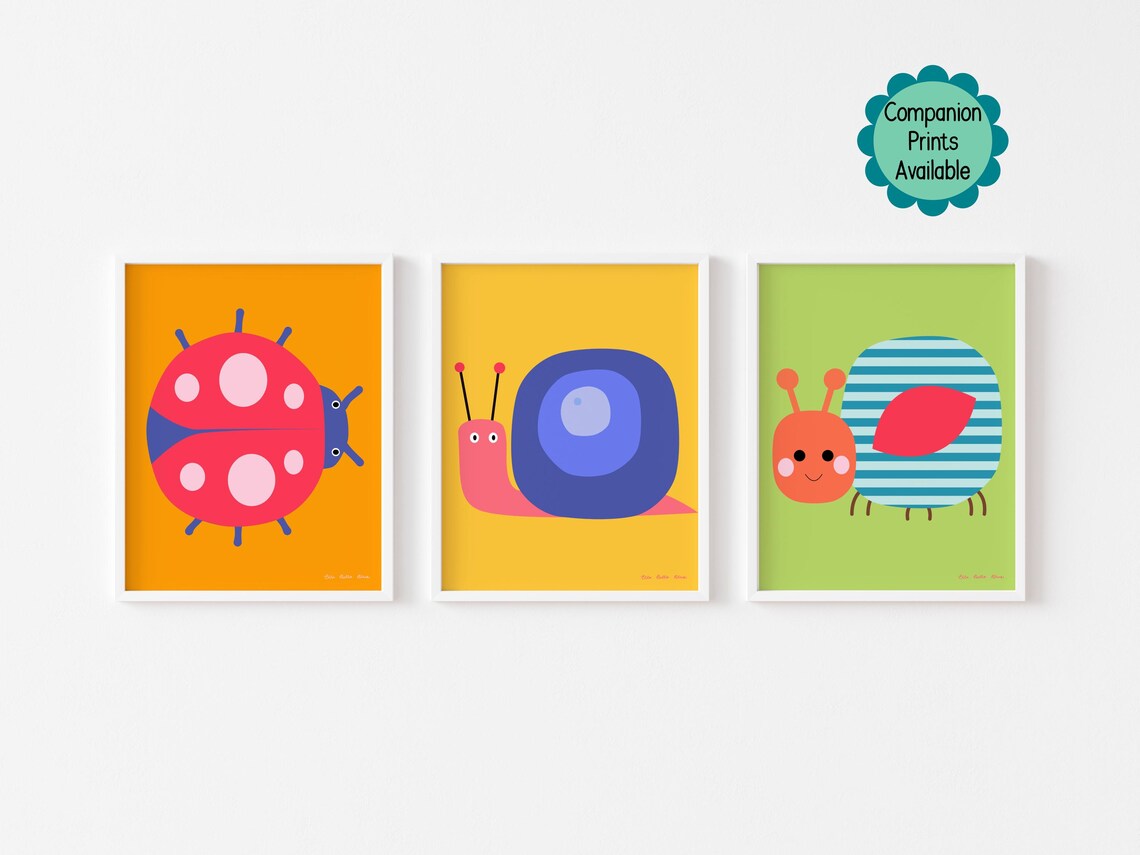 Garden Critters – Green Bug Printable Nursery Art | Kids Wall Decor ...