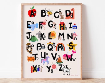 Stylish Alphabet Digital Printable Poster, Educational Letters Wall ...