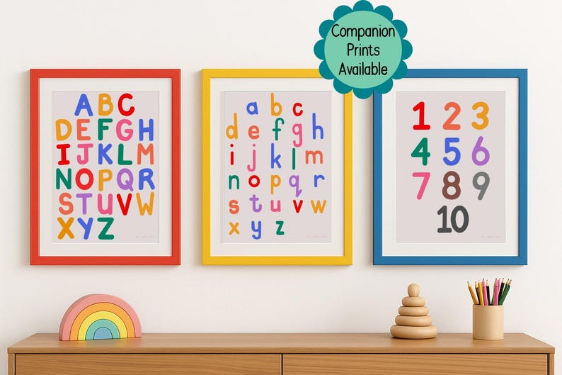 Bright Rainbow Alphabet Poster | Montessori ABC Print | Colorful ...