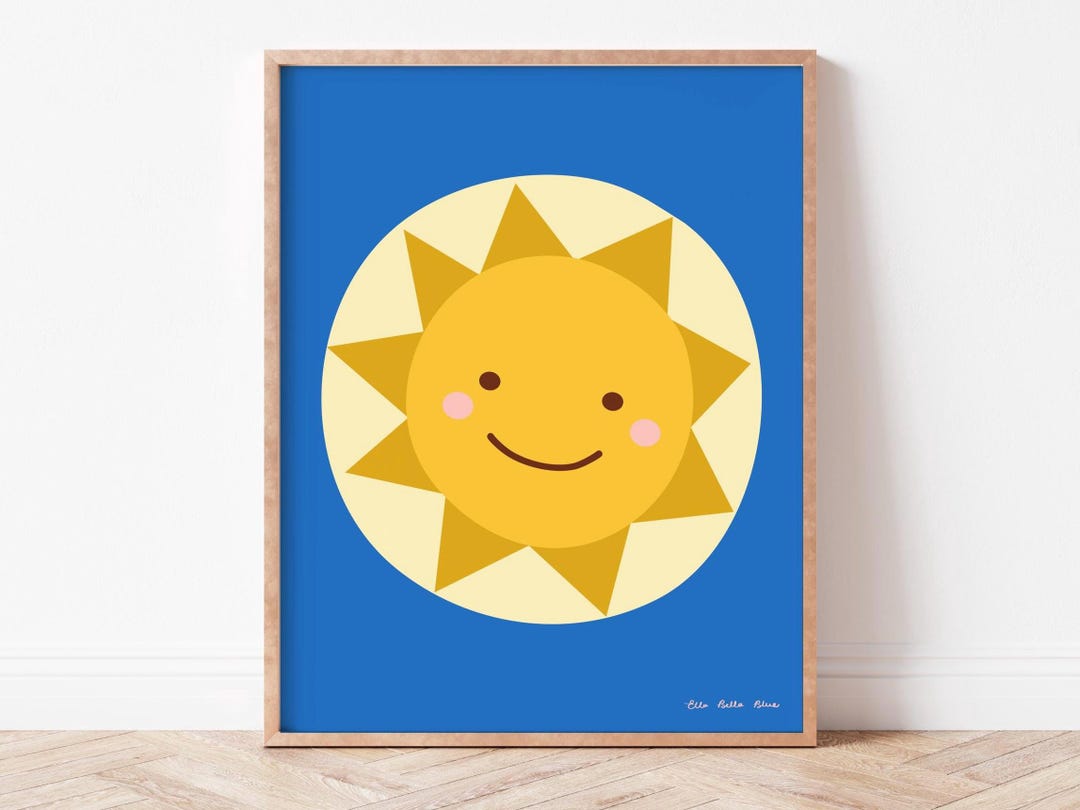 Garden Critters Blue Sun- Bugs and Friends Nursery Art, Toddler Decor ...