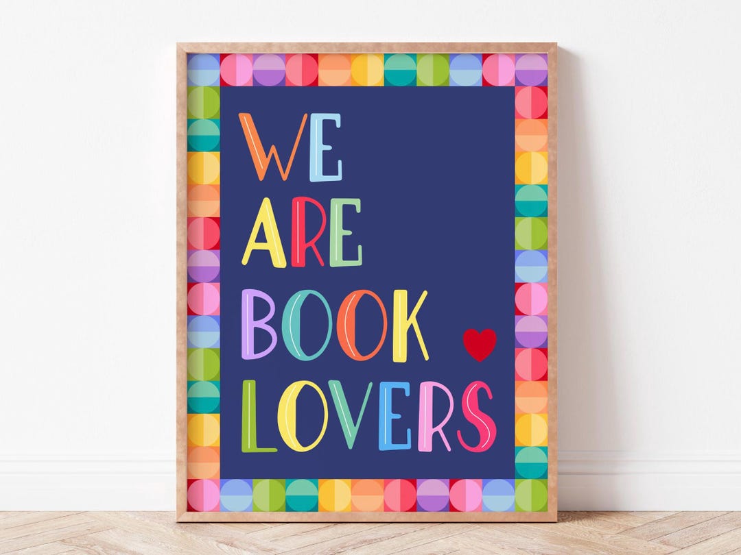 We Are Book Lovers Rainbow Wall Poster Digital Printable for Children’s ...