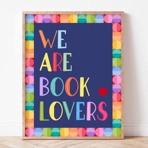 We Are Book Lovers Rainbow Wall Poster Digital Printable for Children’s ...