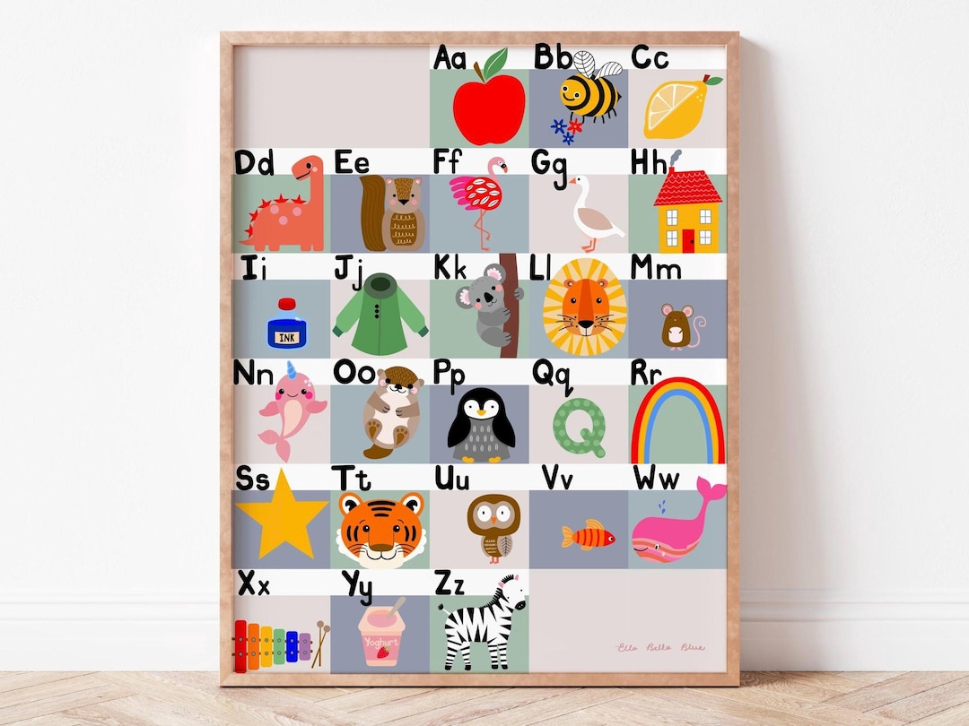 DUTCH Alphabet Digital Printable Grid Poster, Educational Letters Wall ...