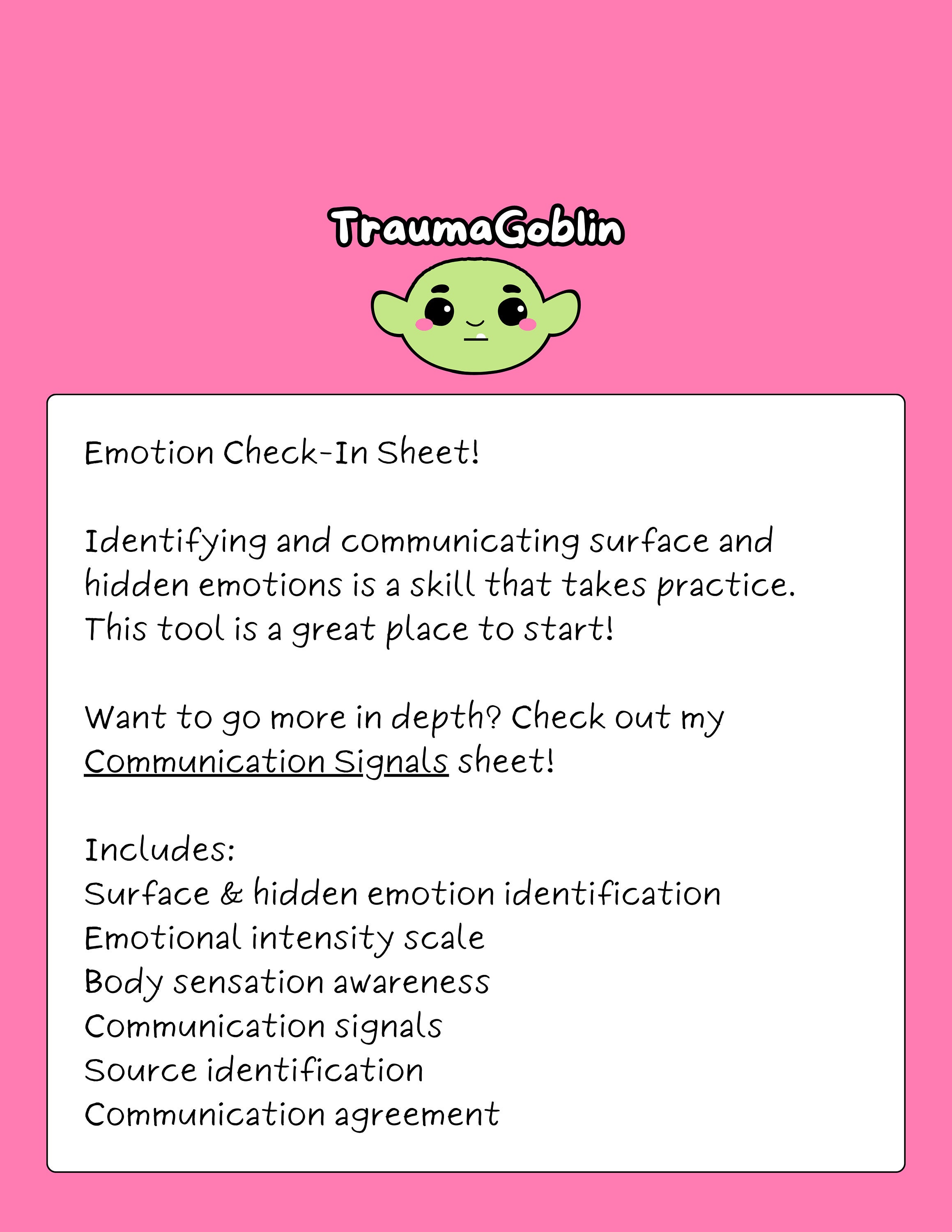 Emotion Check-in Sheet Relationship Dynamics Conflict Resolution Self ...
