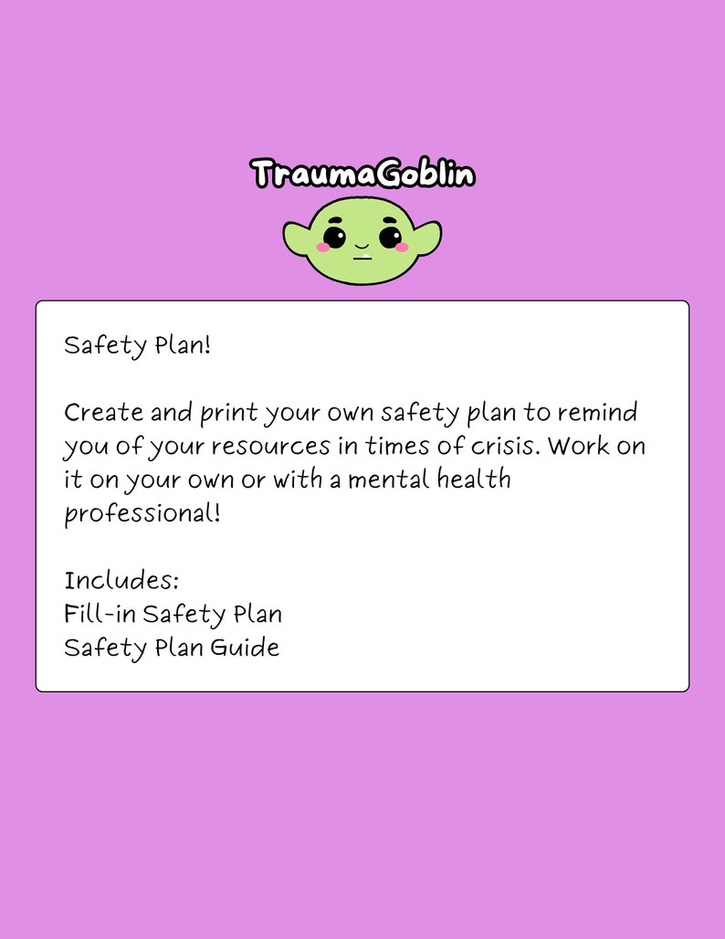 Safety Plan Template | Mental Health | Crisis Prevention | Harm ...