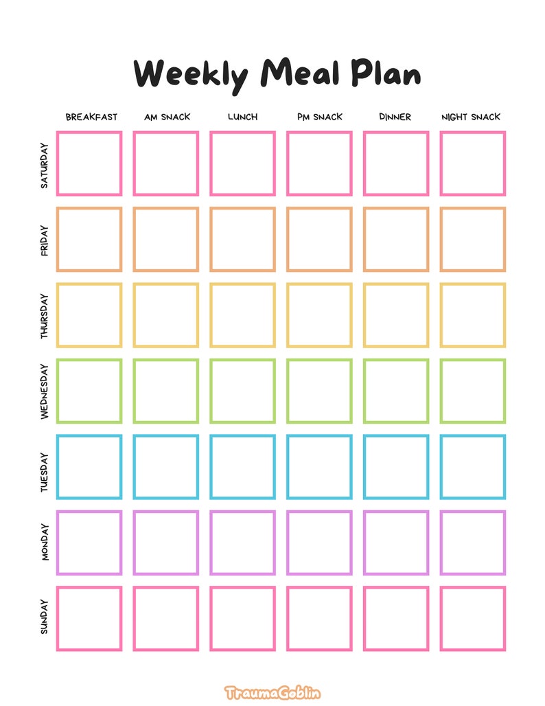 Rainbow Weekly Meal Plan | Eating Disorder Recovery | Health at Every ...