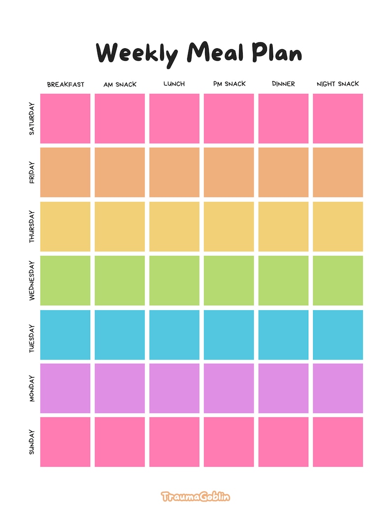 Rainbow Weekly Meal Plan | Eating Disorder Recovery | Health at Every ...