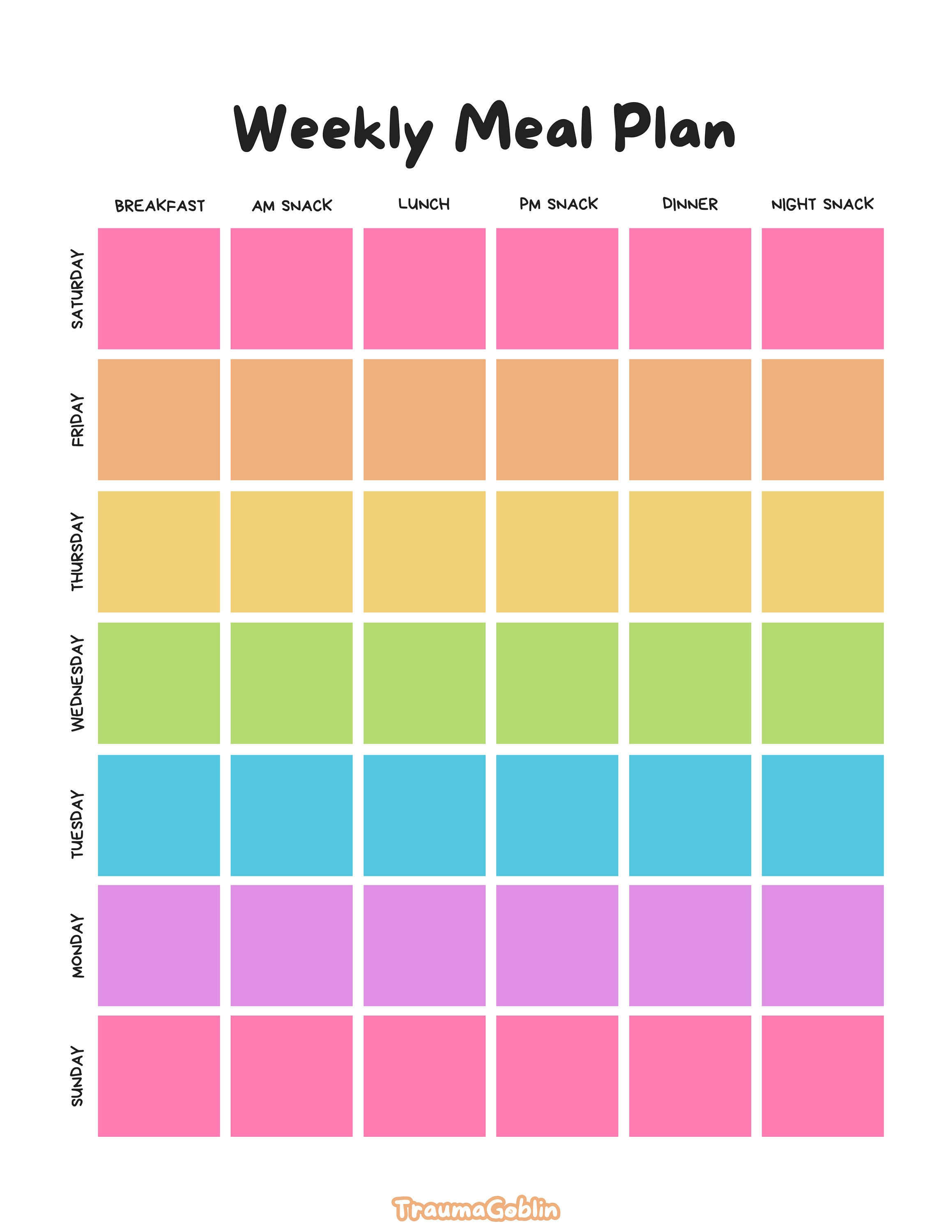 Rainbow Weekly Meal Plan | Eating Disorder Recovery | Health at Every ...