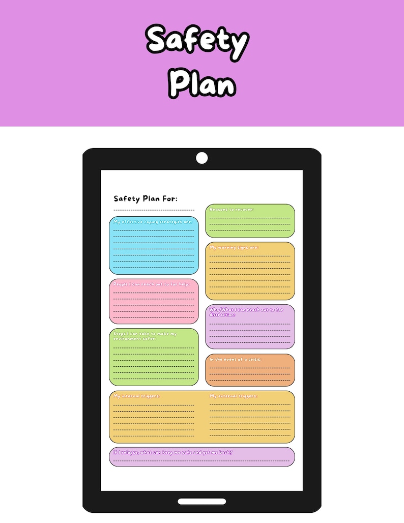 Safety Plan Template | Mental Health | Crisis Prevention | Harm ...
