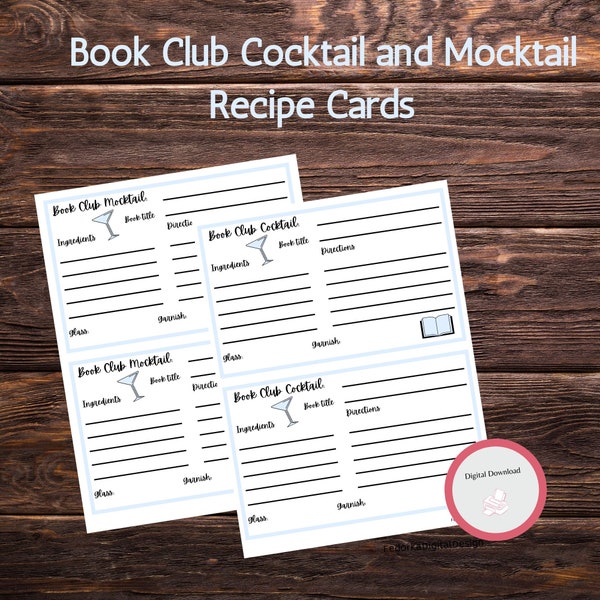 Drink Recipe Cards - Etsy
