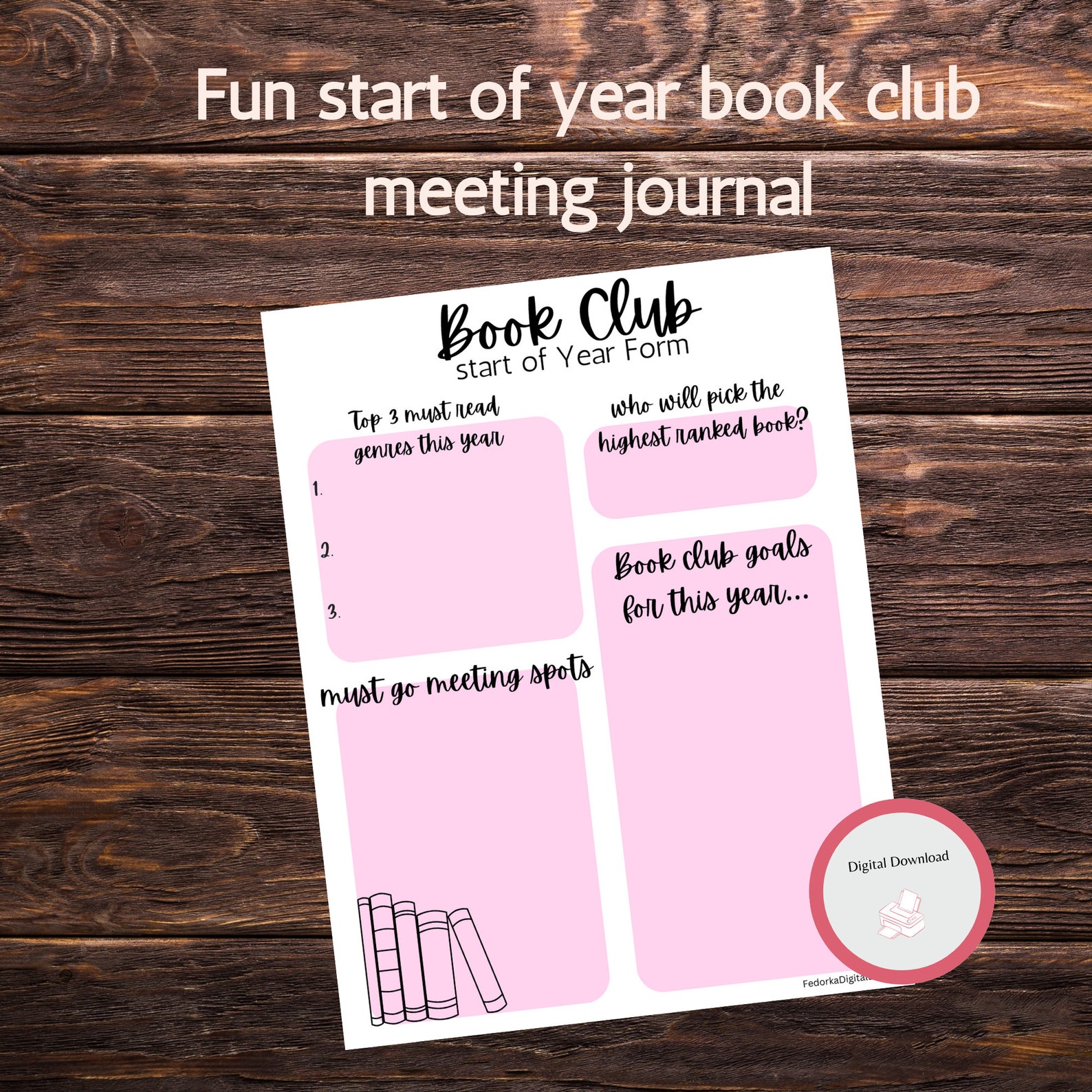 Book Club Journal Bundle 6 Pages - Etsy