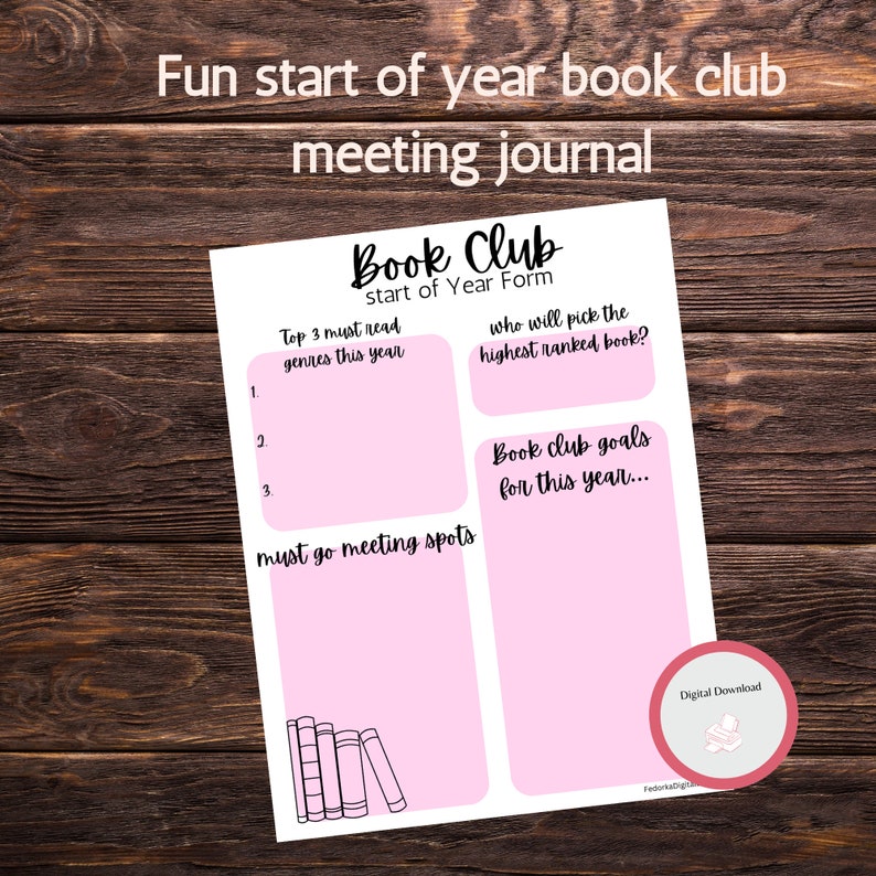 Book Club Journal Bundle 6 Pages - Etsy