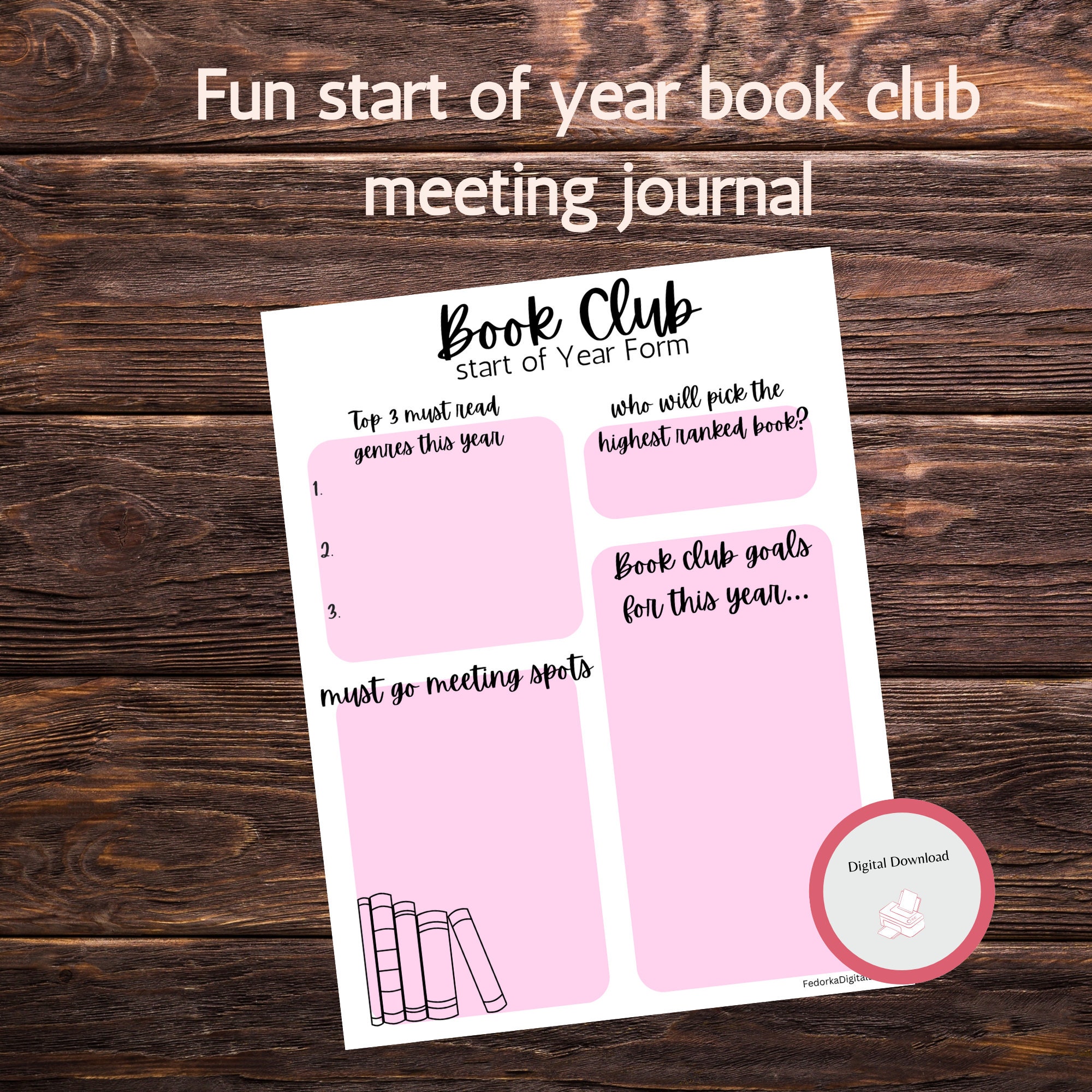 Book Club Journal Bundle 6 Pages - Etsy